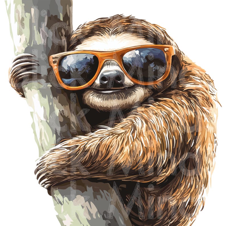 Sloth Hanging From a Tree - Cute Sublimation PNG, Lazy Animal Design ...