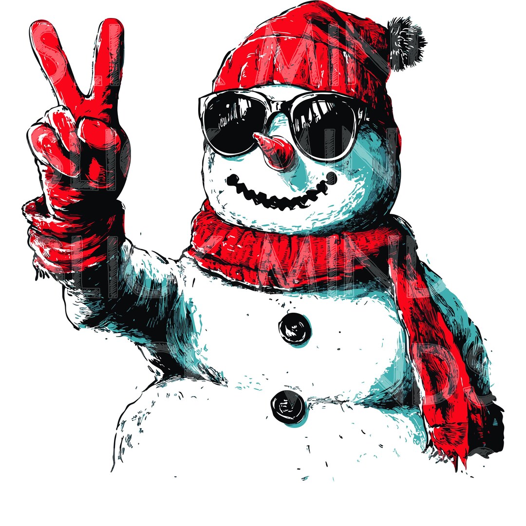 Snowman Peace Sign PNG, Winter Holiday Sublimation Design, Funny ...