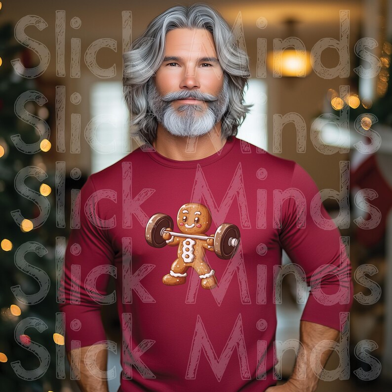 Gingerbread Man Lifting Weights: Christmas Fitness PNG (digital ...