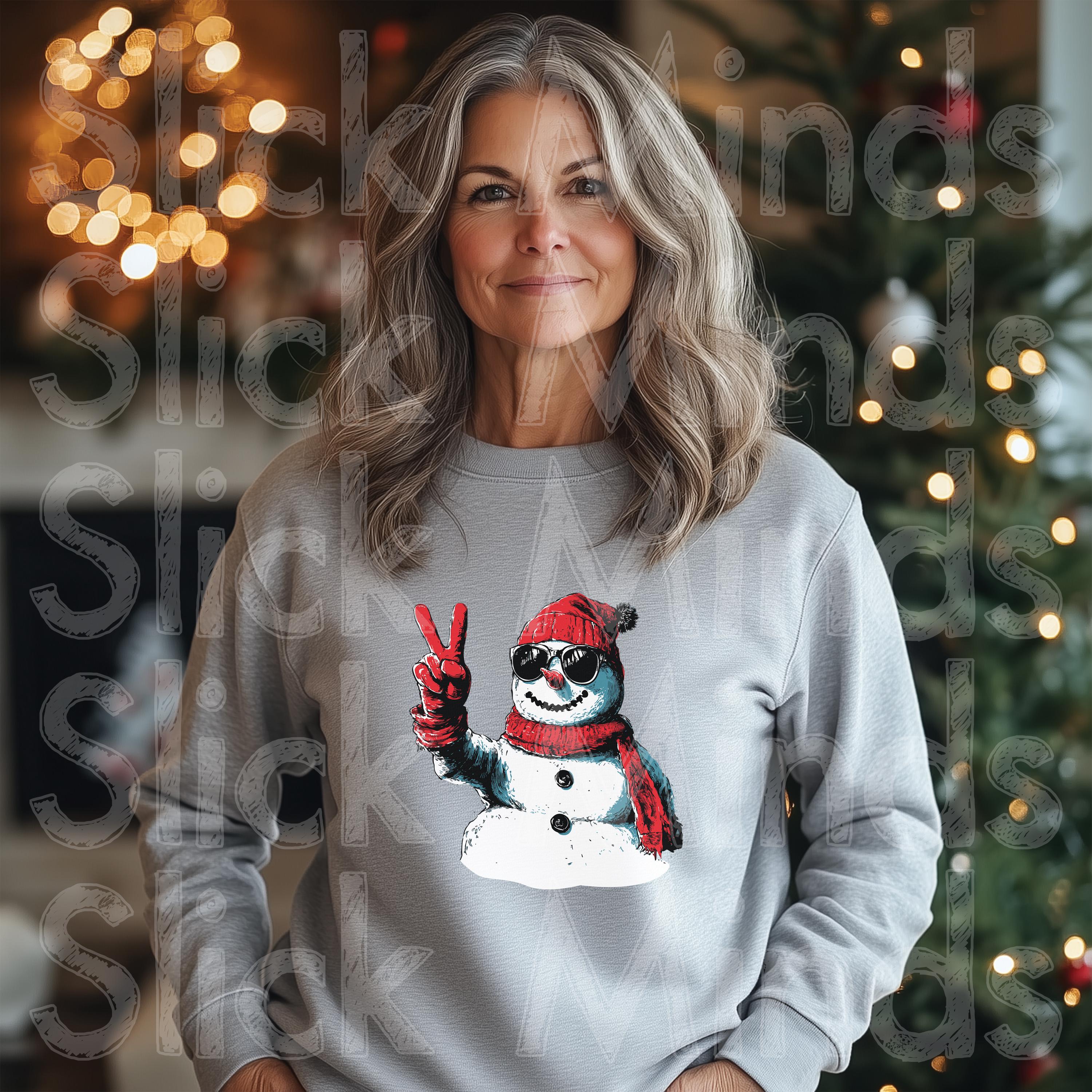 Snowman Peace Sign PNG: Christmas Sublimation Design (digital Download ...