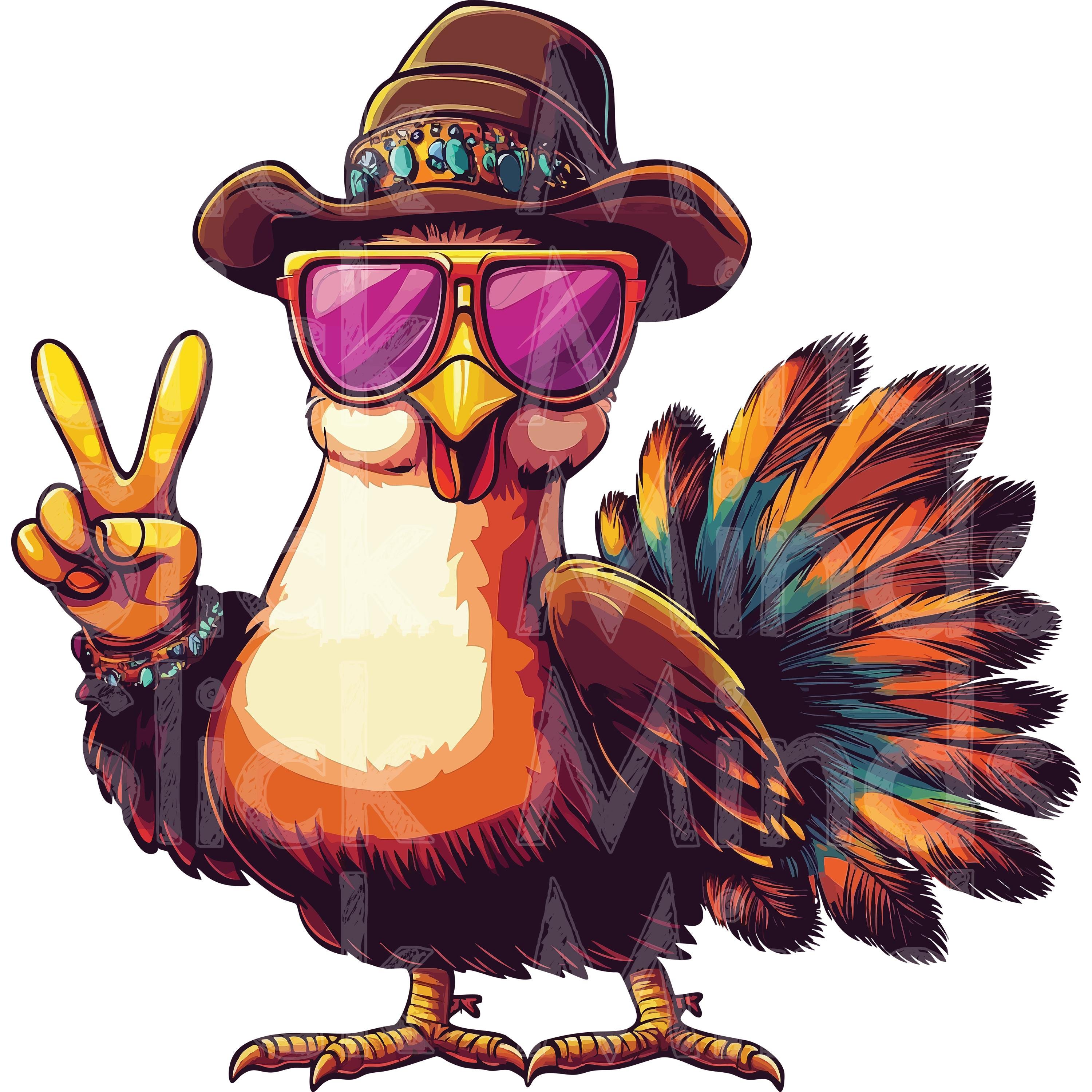 Thanksgiving Turkey Peace Sign PNG: Festive Holiday Sublimation Design ...