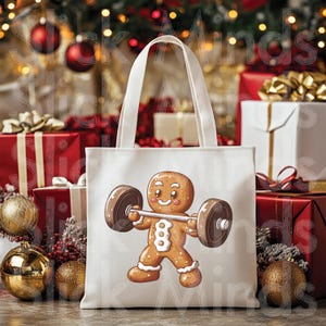 Gingerbread Man Lifting Weights: Christmas Fitness PNG (digital ...