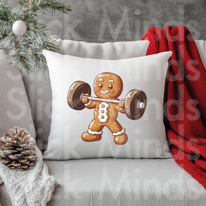 Gingerbread Man Lifting Weights: Christmas Fitness PNG (digital ...