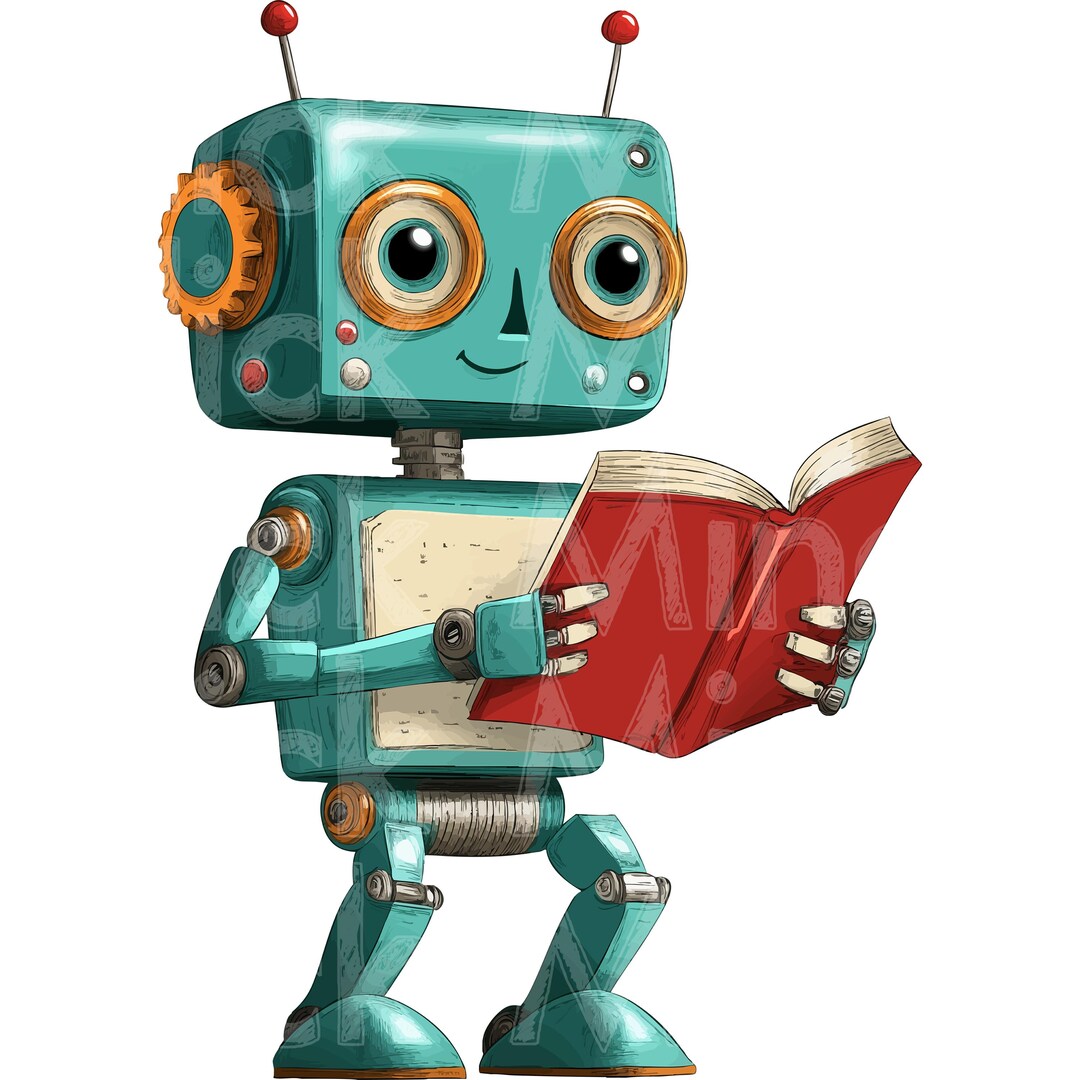 Robot Reading a Book - Adorable Sublimation PNG, Tech-themed Design for ...