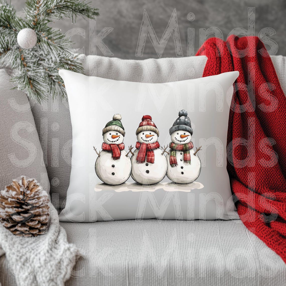 Three Snowmen With Scarves PNG: Christmas Sublimation Design (digital ...