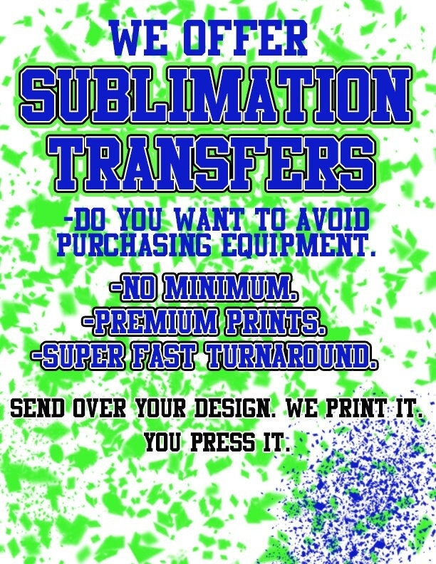 CUSTOM SUBLIMATION Transfers- Sheets up to 22x17 - Etsy