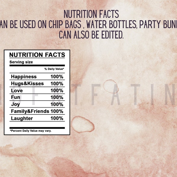 Chip Bag Nutrition Facts - Etsy