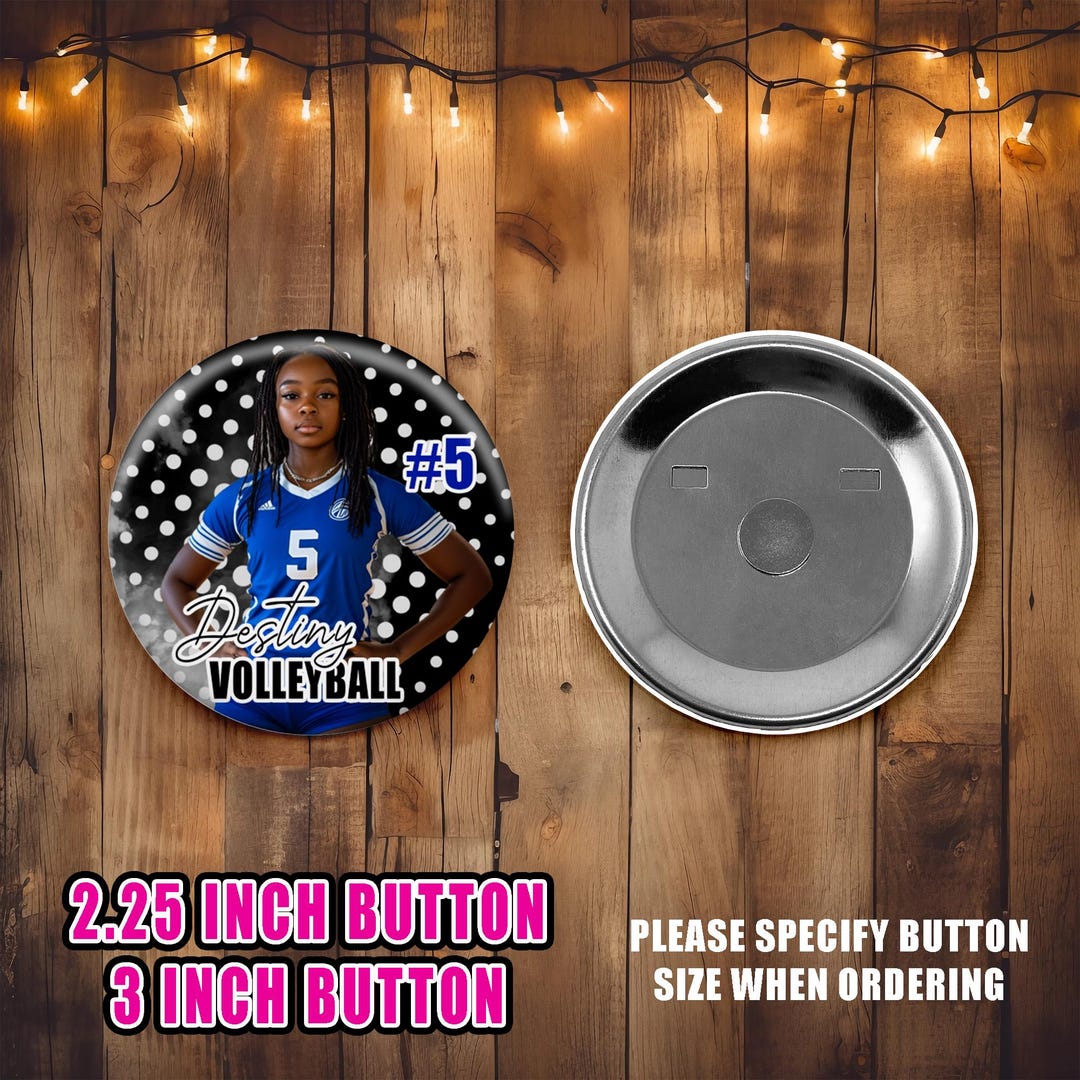 Volleyball Sports Team Button, Spirit Button| Personalized Button ...