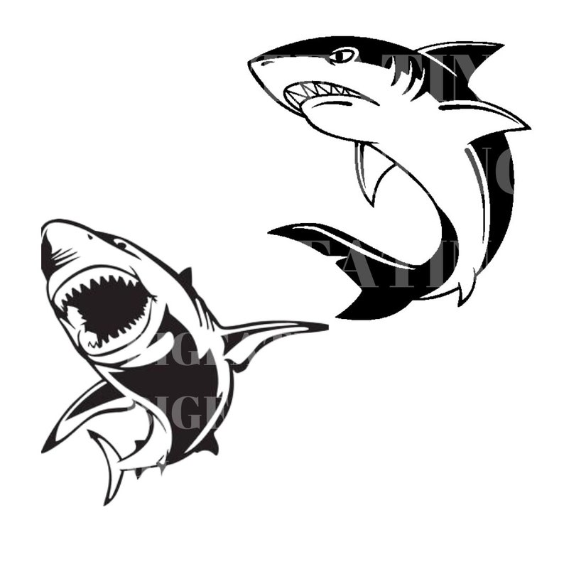 SHARK SVG Clipart Download| Instant Download| Layered Cut File | Cricut ...
