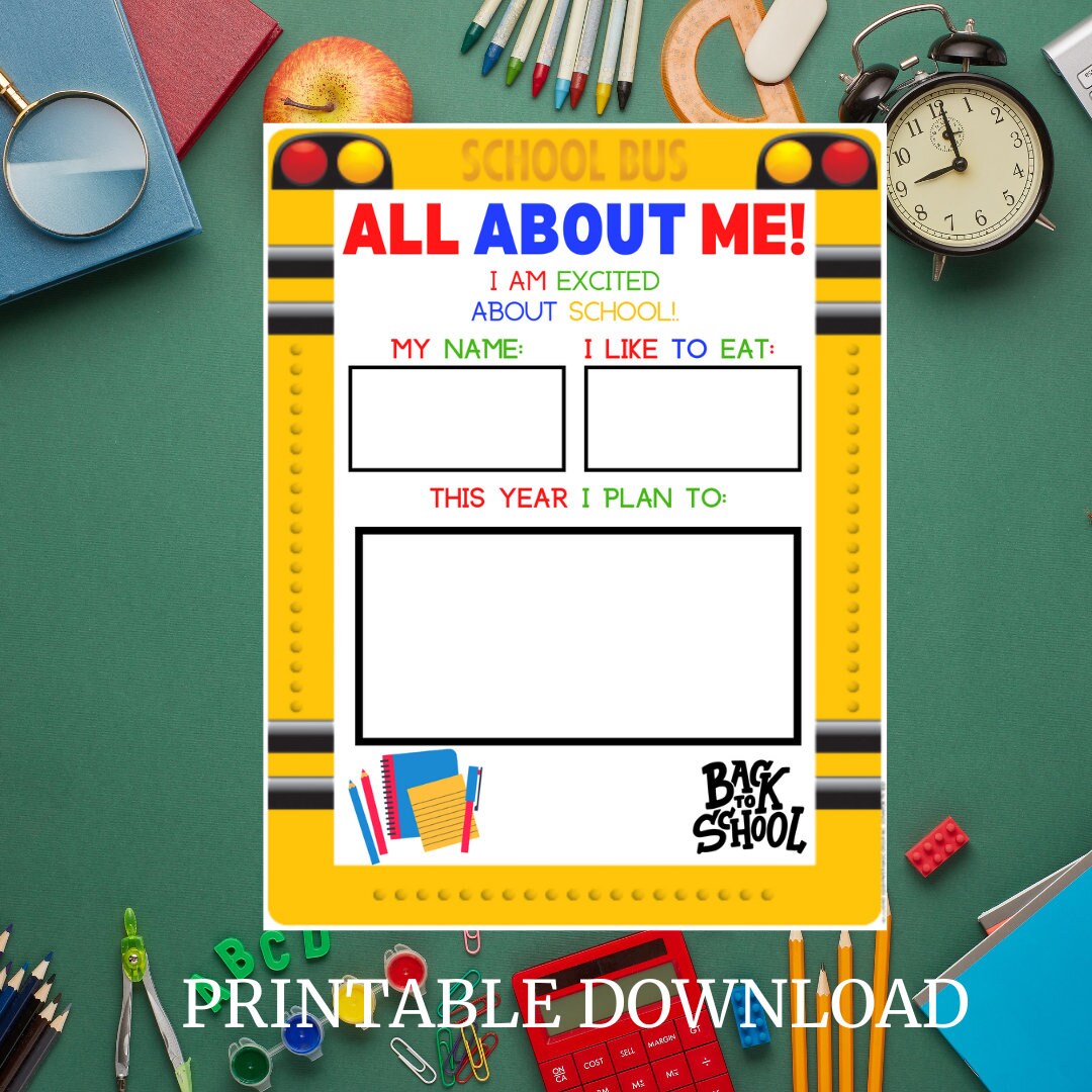 ALL ABOUT ME| Back to School| Printable, Instant Download| School Time ...