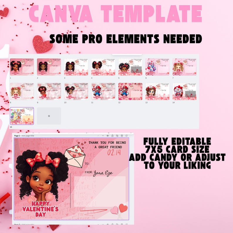 Valentine Day Canva Templates, 5x7 Valentine's Card, Valentine's Gift ...
