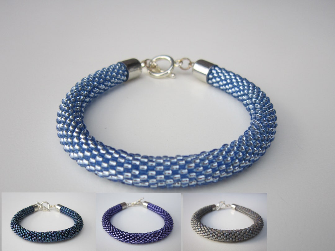 Blue Color Palette Bracelet Solid Color Bracelet Seed Beads Jewelry ...