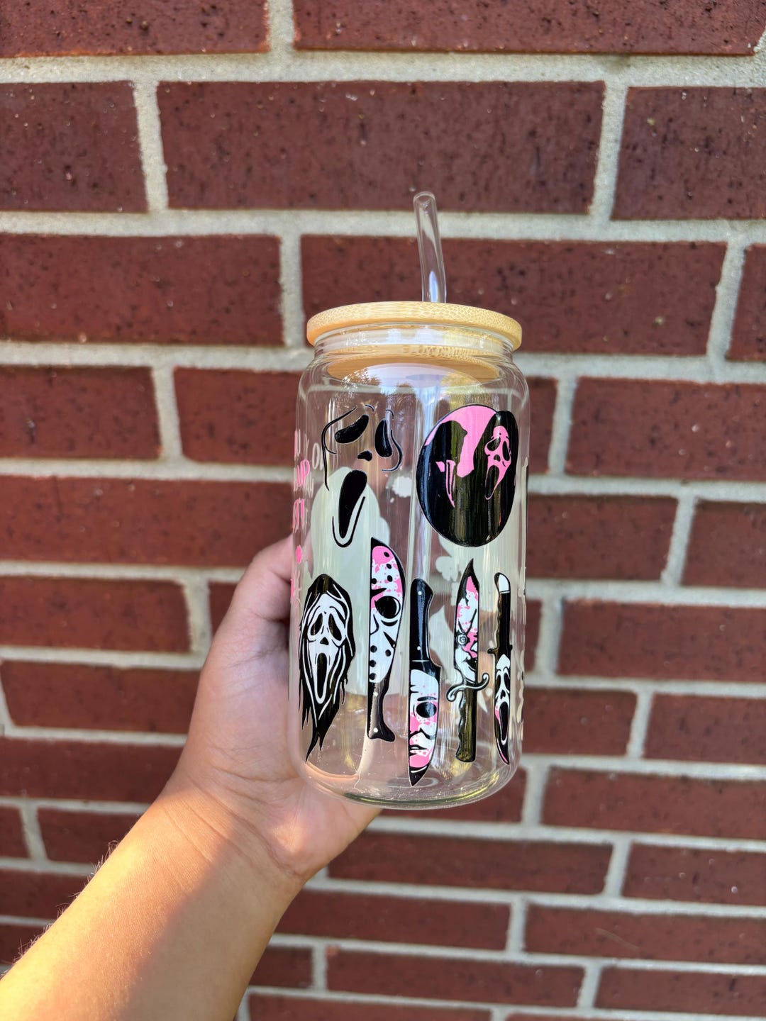 Halloween Horror Iced Coffee Glass, Movie Character Libbey Cup, Scream ...