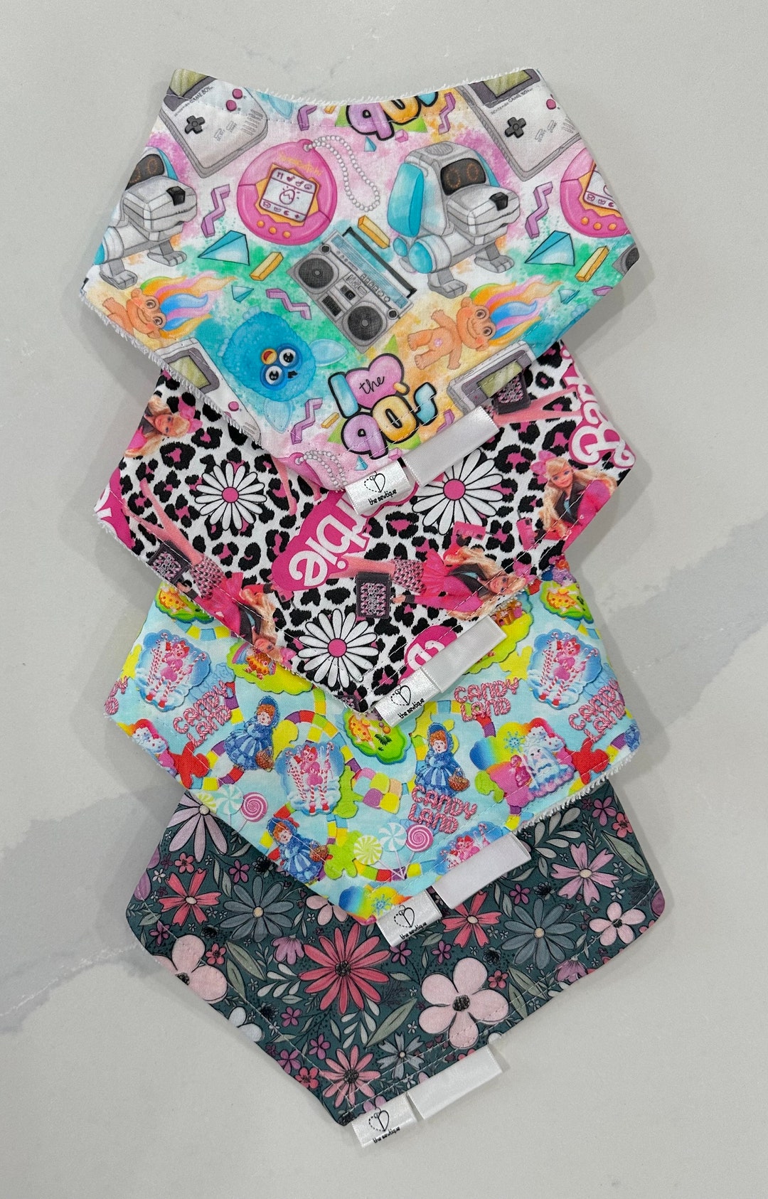 90s Furby, Barbie, Candy Land Prints Handmade Custom Print Scarf Bib ...