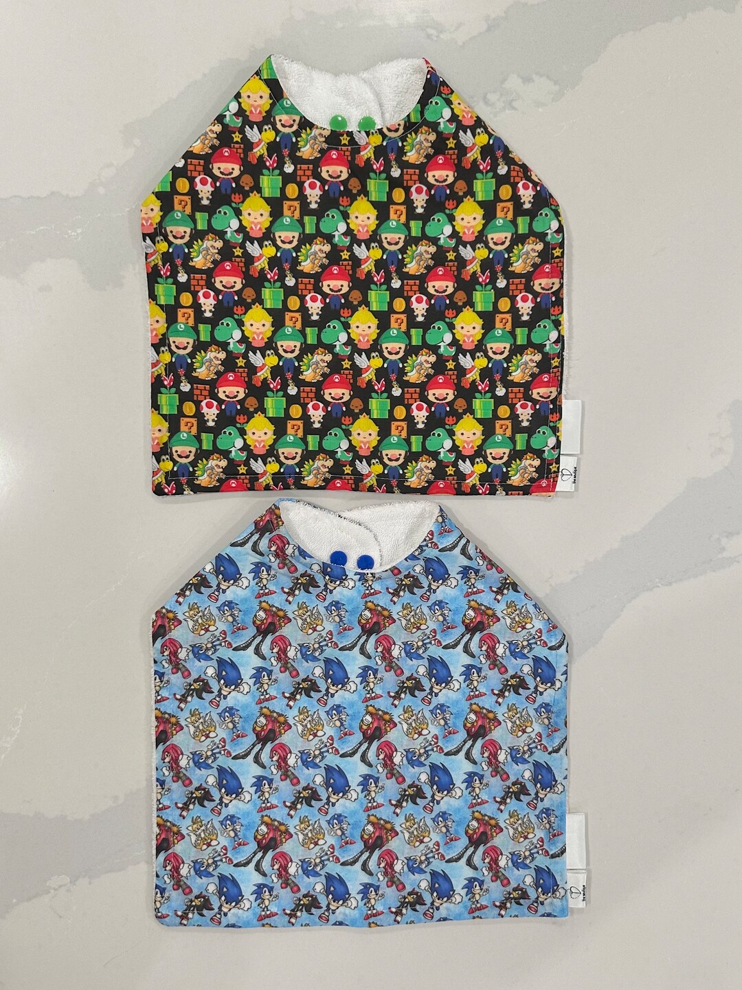 Mario & Sonic Handmade Custom Print Full Sized Bib Set - Etsy