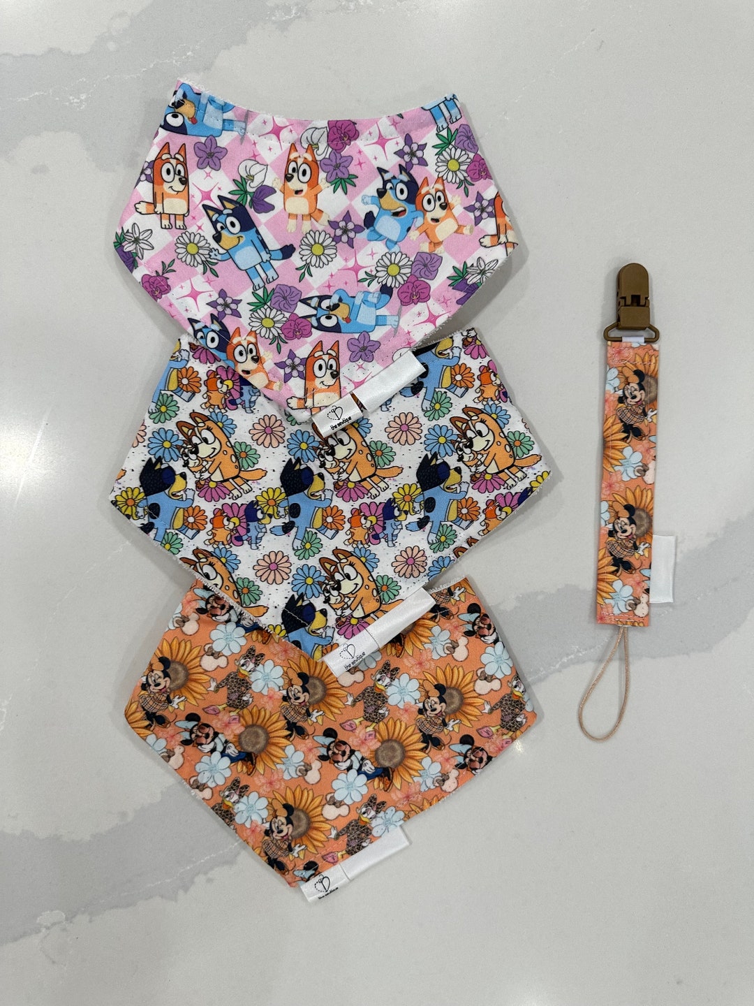 Bluey Minnie Mouse Disney Handmade Scarf Bib and Pacifier Clip Set - Etsy
