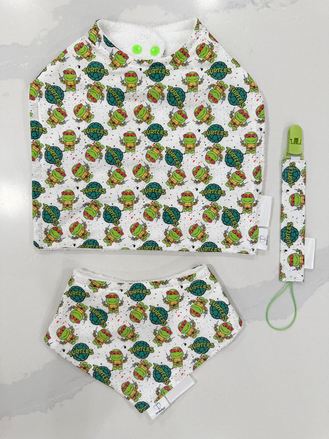 Ninja Turtles Handmade Full Bib, Scarf Bib and Pacifier Clip Set - Etsy