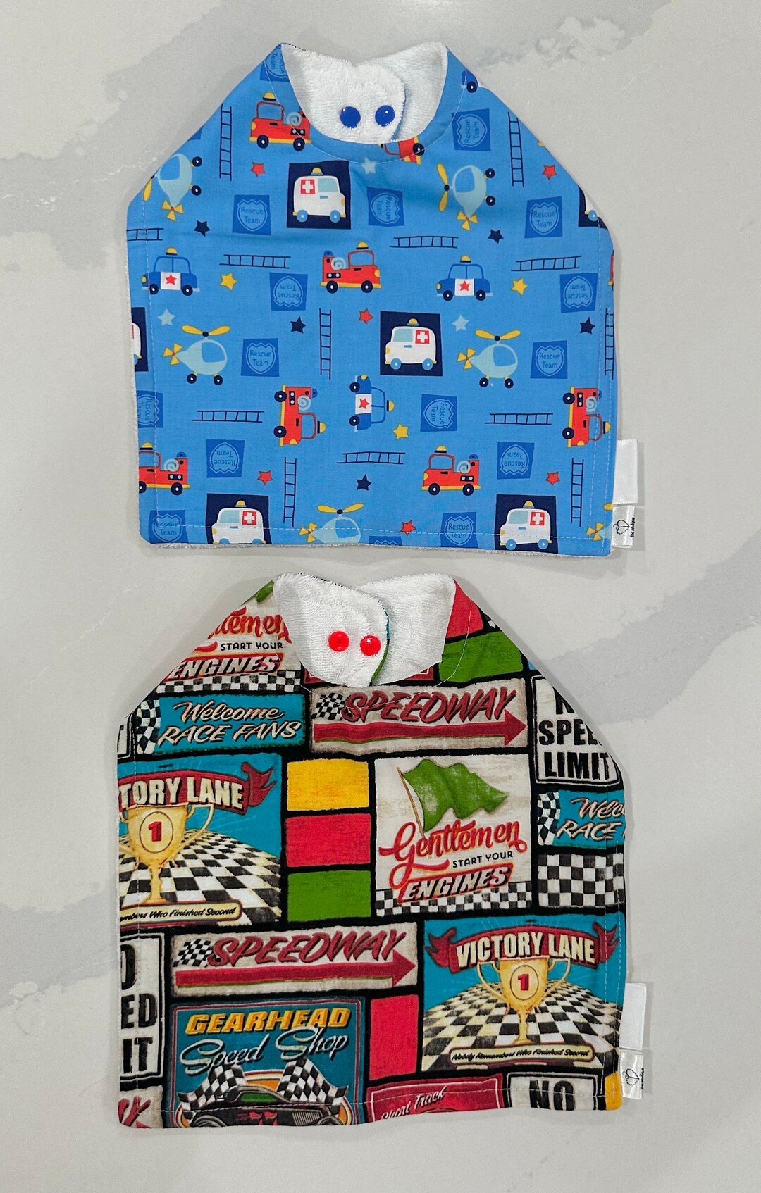 Cars Fire Police Handmade Custom Print Full Sized Bib Set - Etsy