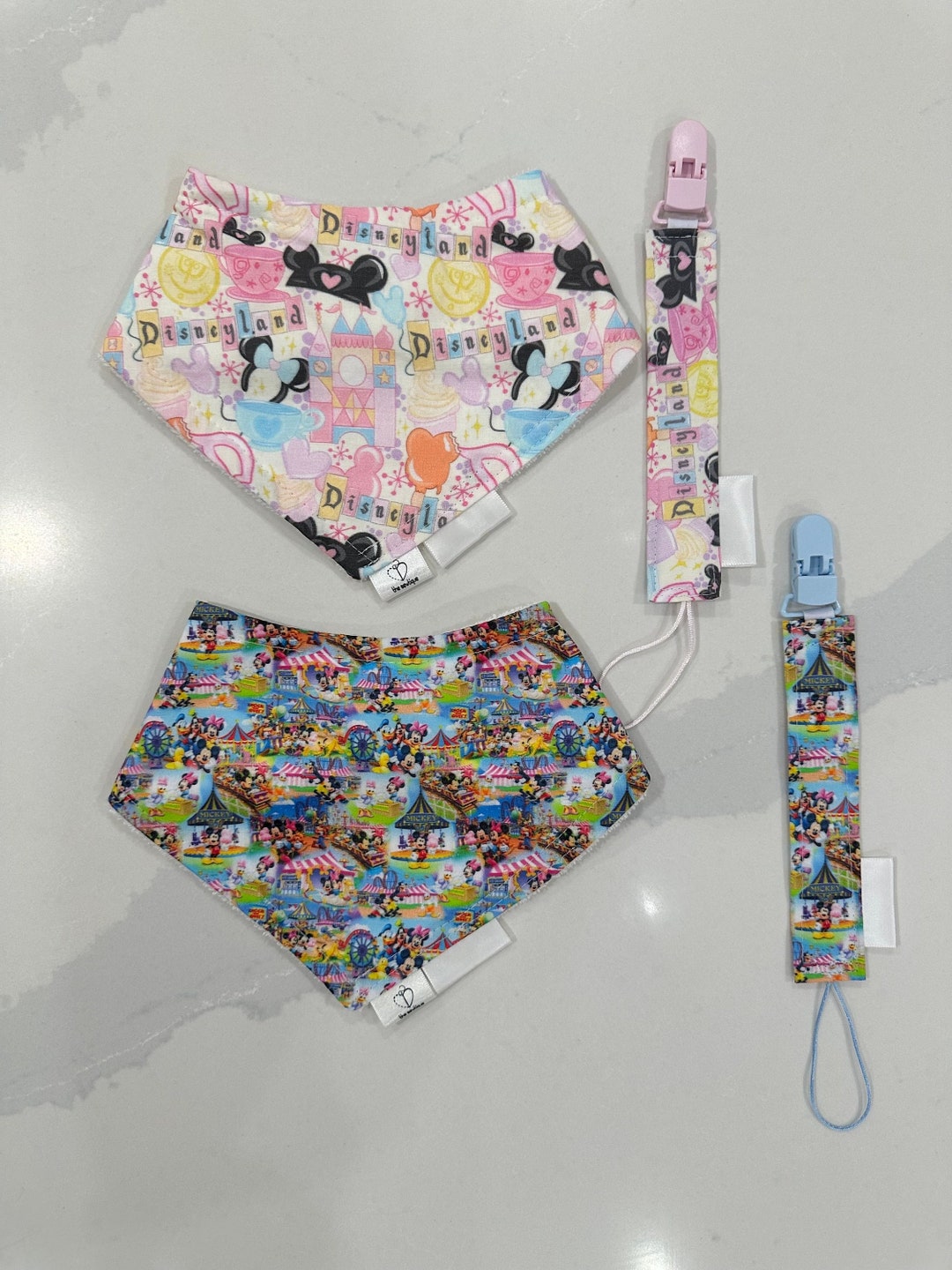 Bibs & Paci Clips Disneyland Handmade Scarf Bib and Pacifier Clip Set ...