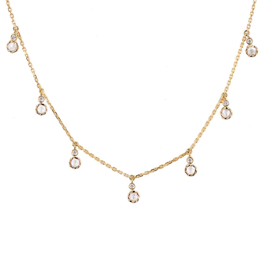 Dangling Station Necklace Bezel Set Necklace Pearl Necklace - Etsy