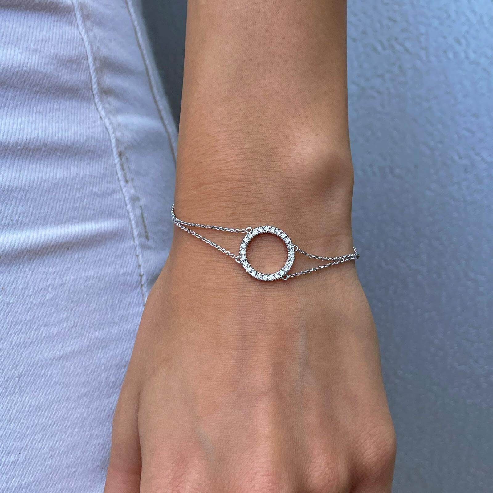 Open Circle Diamond Bracelet Open Circle Bracelet 14K White - Etsy