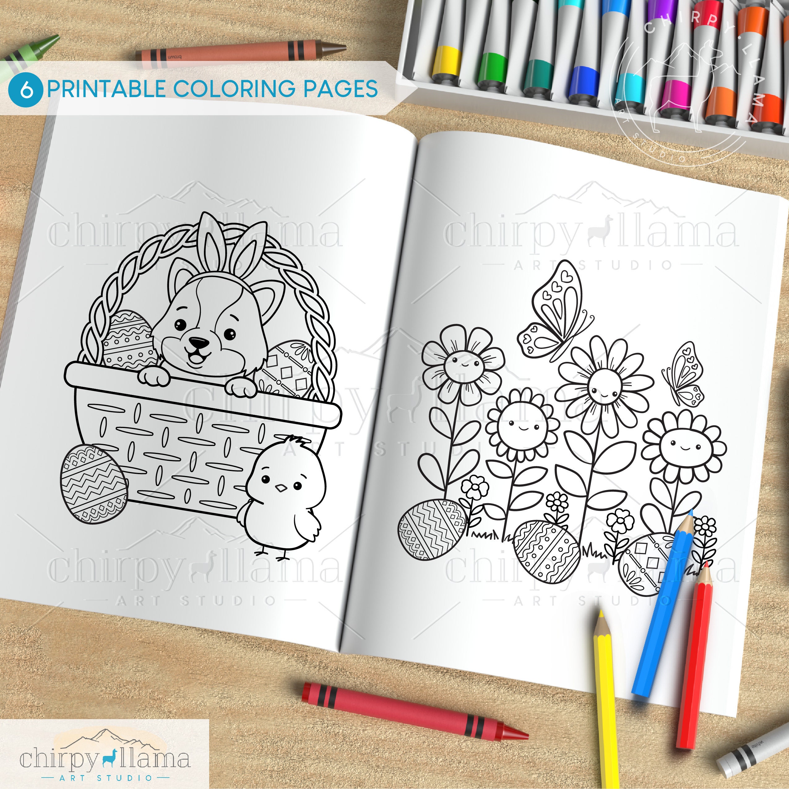 Easter Day Coloring Pages, 6 Printable Coloring Pages, Cute Easter Day ...