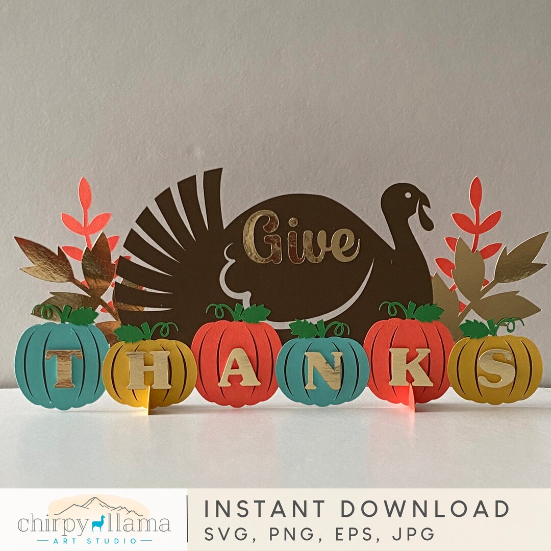 3D Give Thanks Turkey Centerpiece, Thanksgiving Turkey Centerpiece ...