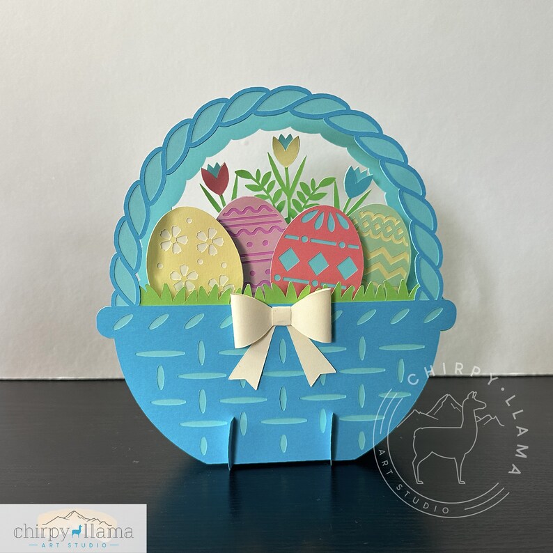 3D Easter Basket Pop up Centerpiece, Happy Easter, Easter Eggs, Flowers ...