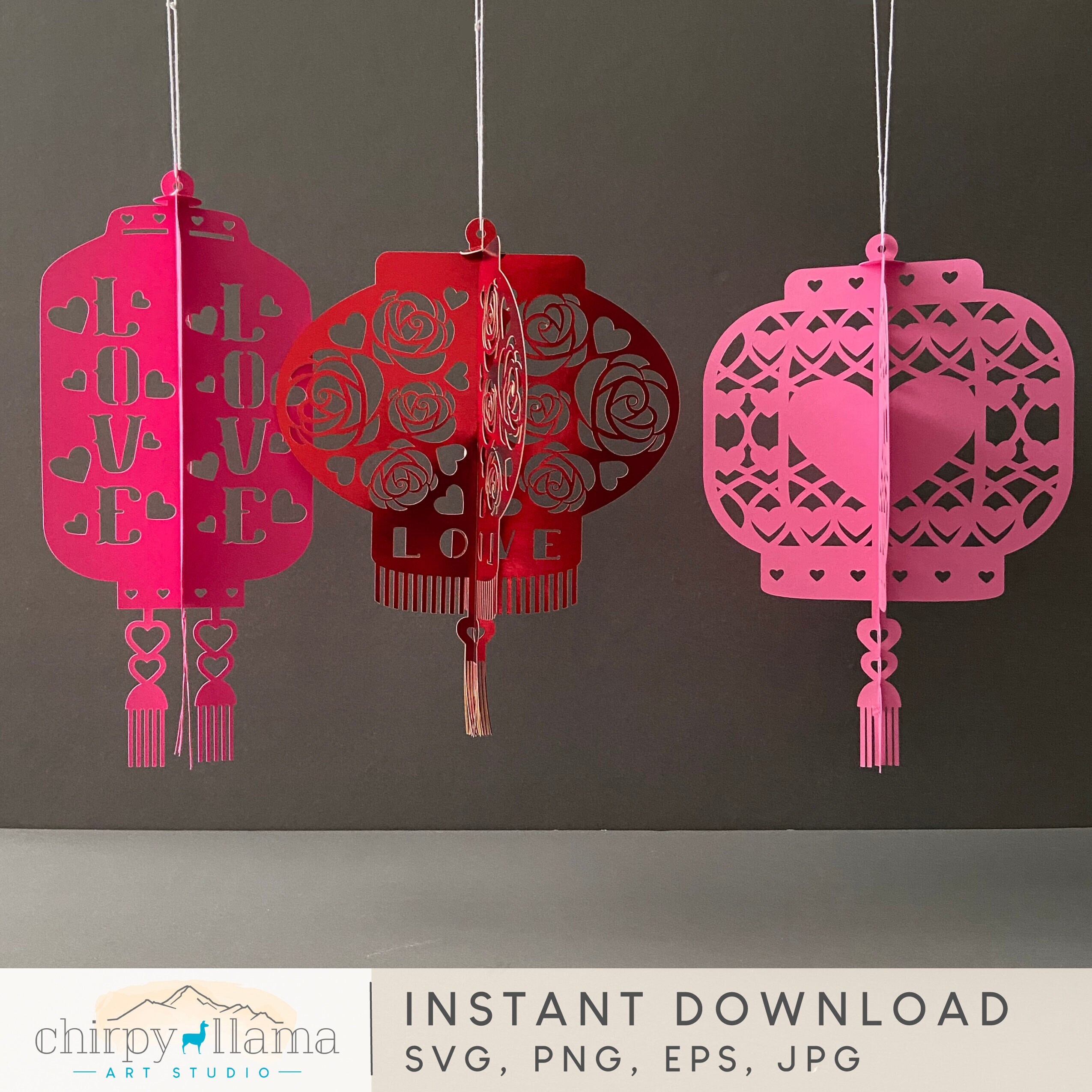 3D Valentine Hanging Lantern Valentine Day Decor Template 3D - Etsy