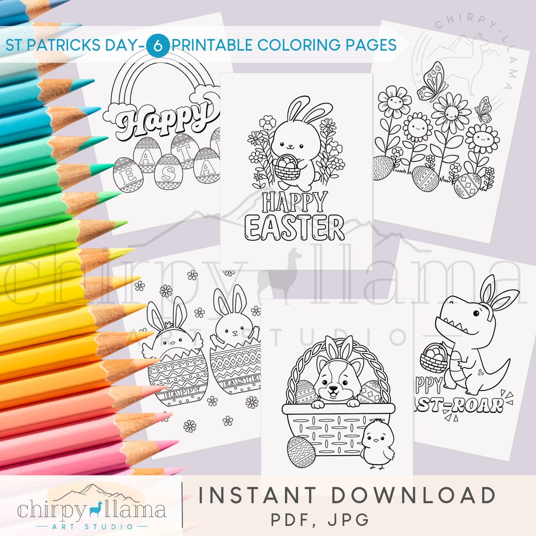 Easter Day Coloring Pages, 6 Printable Coloring Pages, Cute Easter Day ...