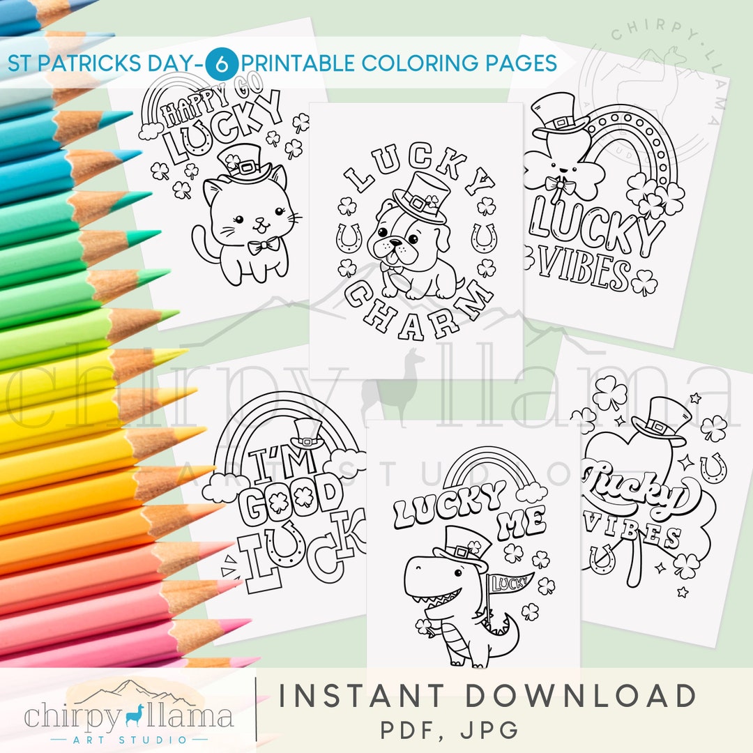 St Patricks Day Coloring Pages, 6 Printable Coloring Pages, Cute St ...