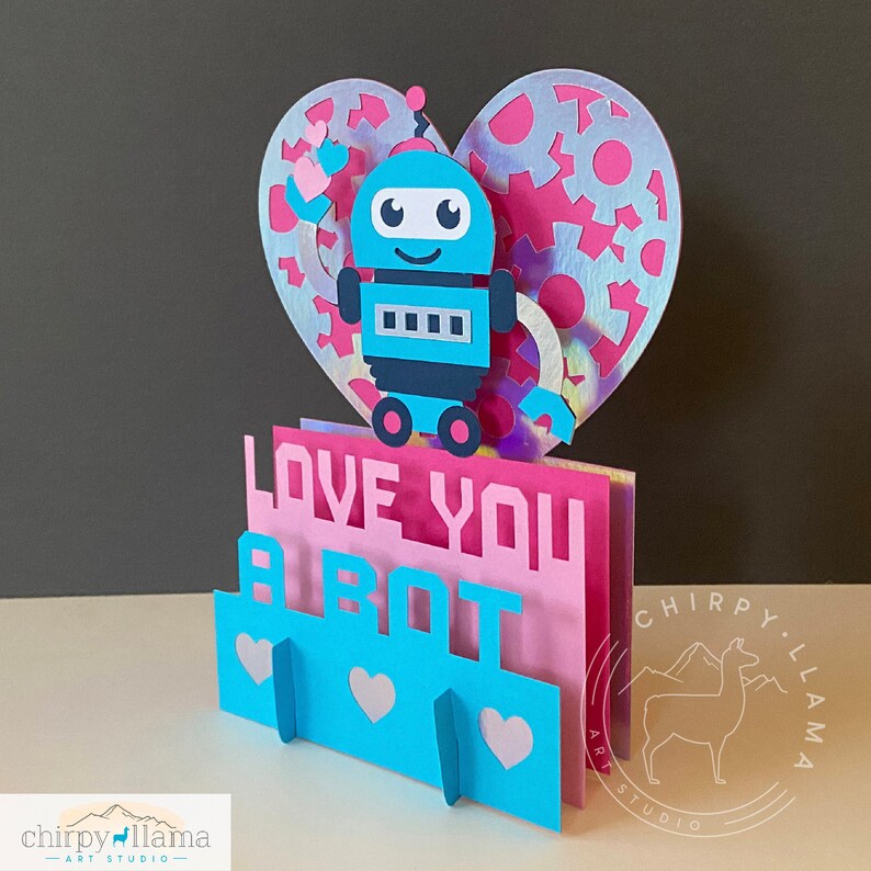 3D Robot Valentine Pop Up Cute Valentine Robot Love You A - Etsy