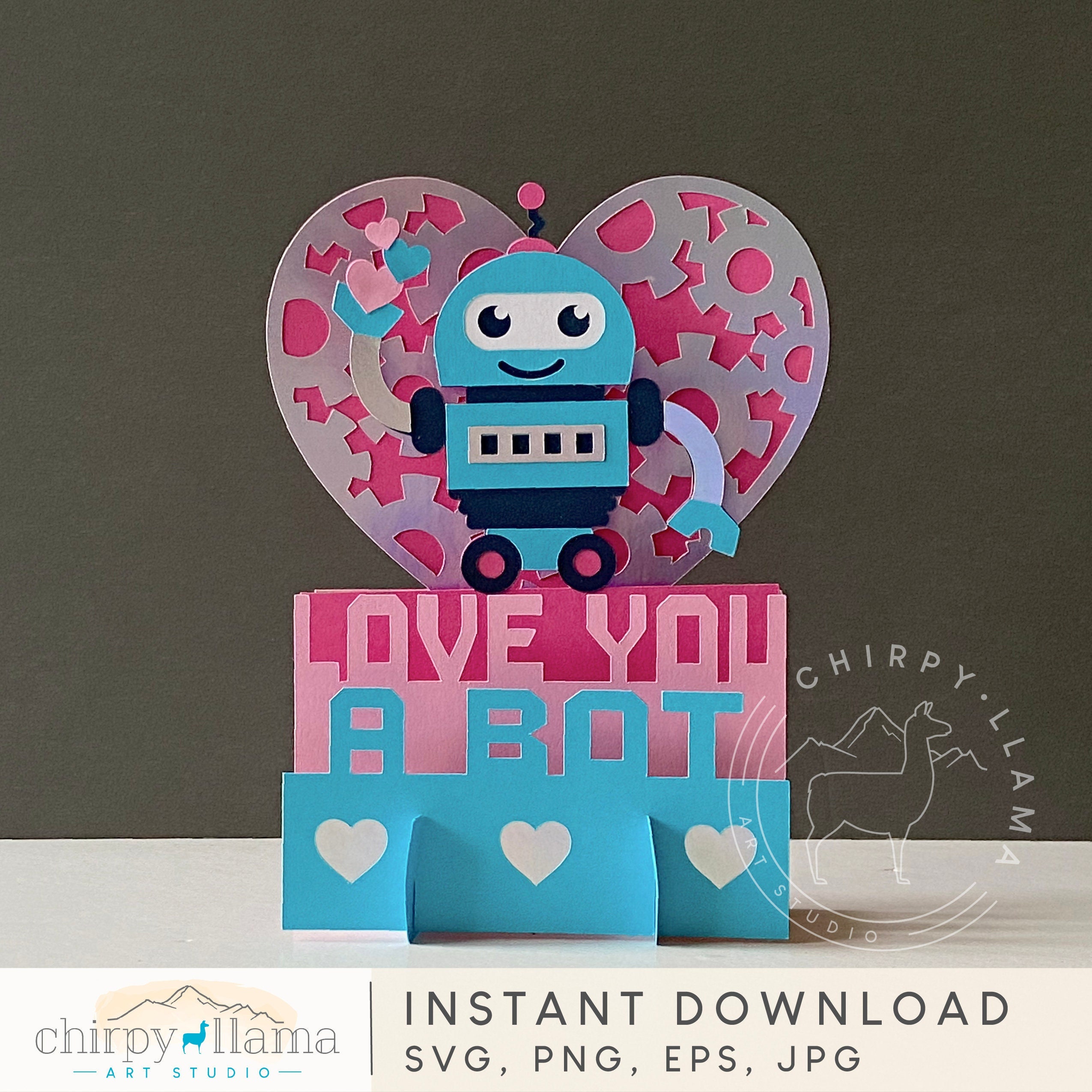 3D Robot Valentine Pop Up Cute Valentine Robot Love You A - Etsy