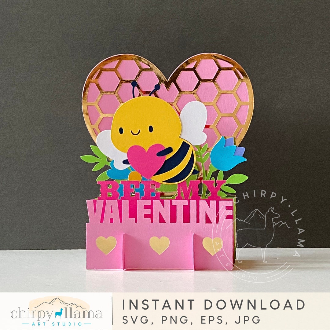 3D Bee My Valentine Pop Up, Cute Valentine Bee, Heart Honeycomb, Love ...