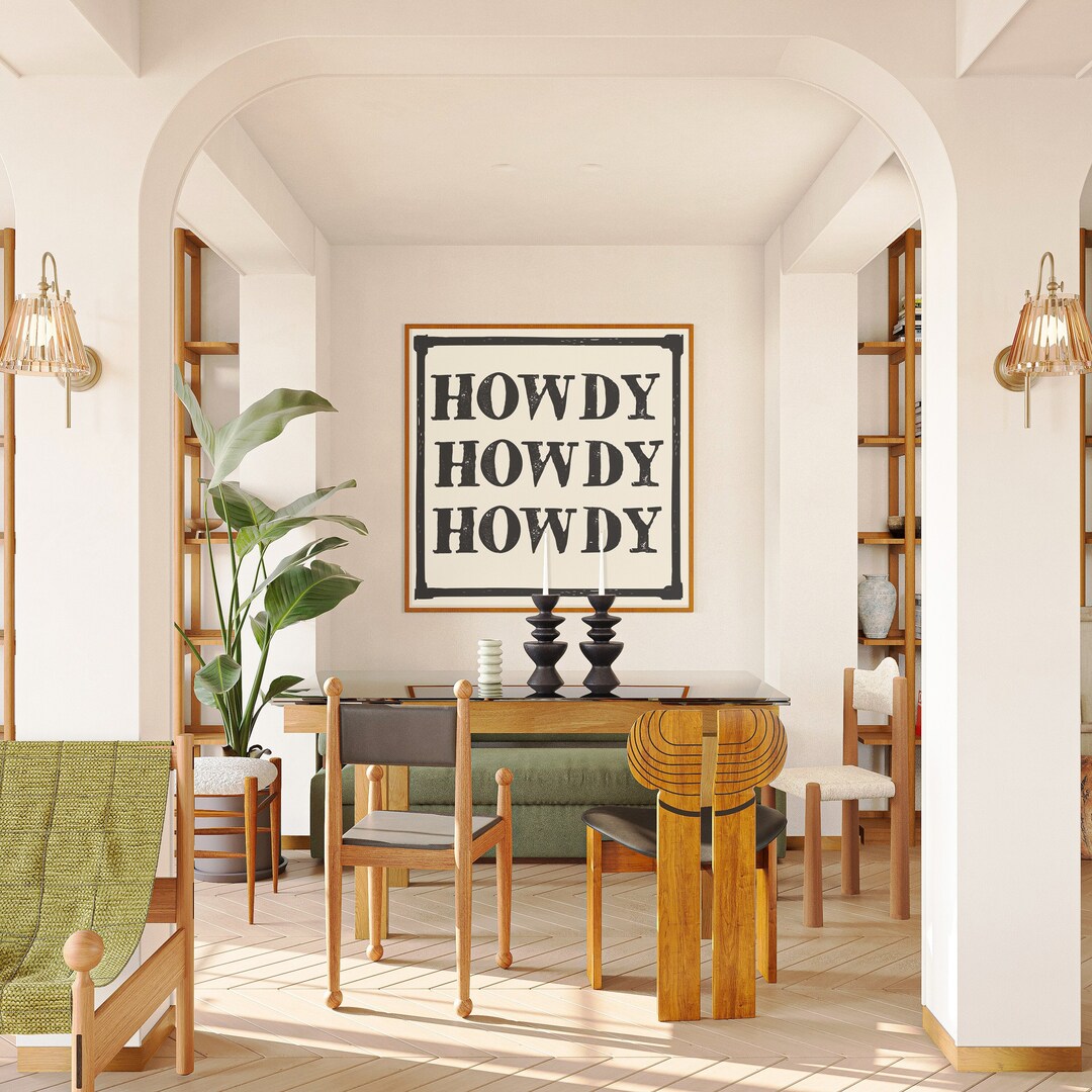 Howdy Typography Art Print Western Decor Square Print - Etsy