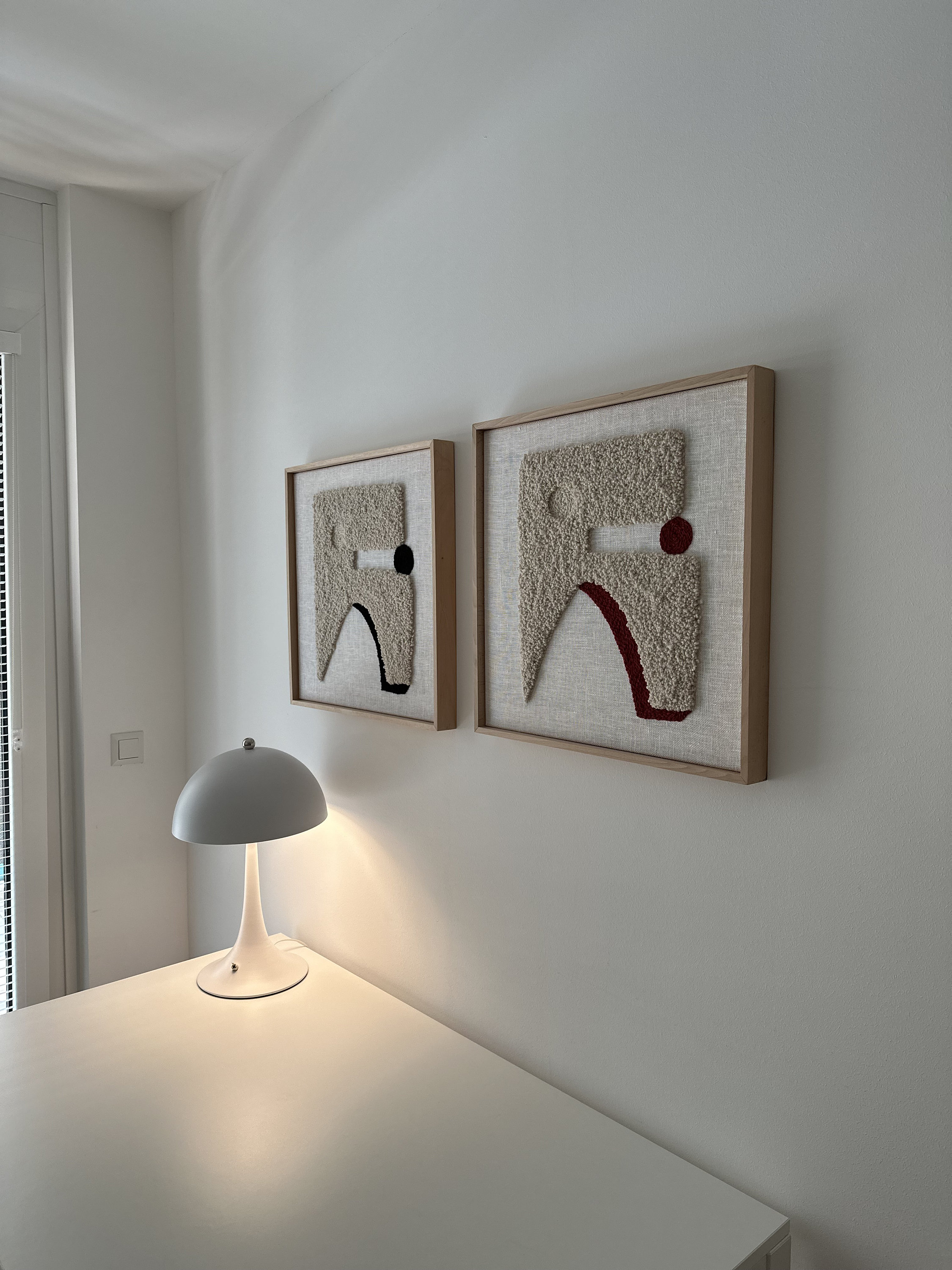 DUO FRAMED DIPTYCH /modern Textile Wall Art Decor /neutral Hand/tufted ...