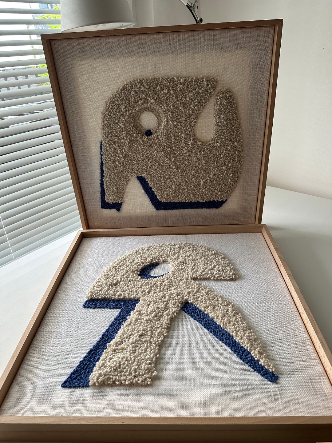 DUO FRAMED DIPTYCH /modern Textile Wall Art Decor /neutral Hand/tufted ...