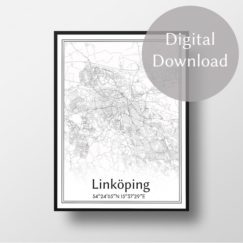 Linköping City Map, Road Map, Sweden Sverige, Digital Download ...
