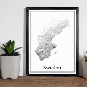 Sweden Road Map, Digital Download, Minimalist, Wall Art, Personalized ...