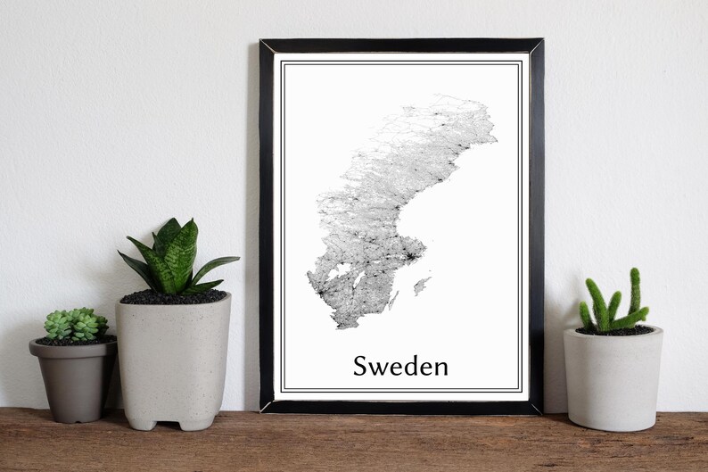 Sweden Road Map, Digital Download, Minimalist, Wall Art, Personalized ...