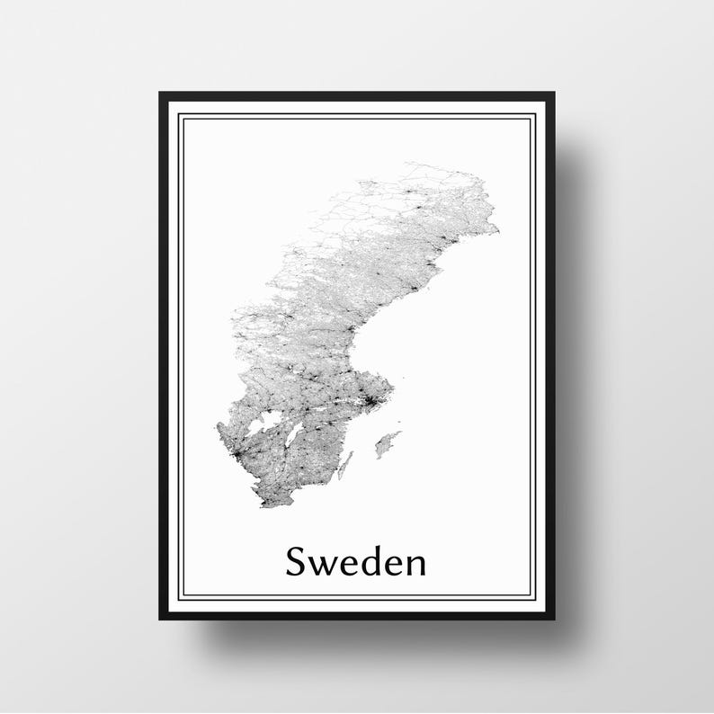 Sweden Road Map, Digital Download, Minimalist, Wall Art, Personalized ...