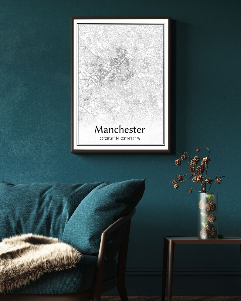 Manchester City Map, England City Map, United Kingdom, Britain, North ...