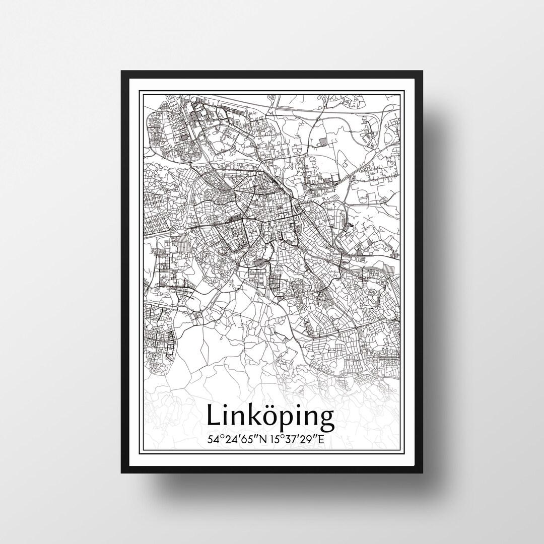 Linköping City Map Sweden Sverige Digital Download Wall - Etsy