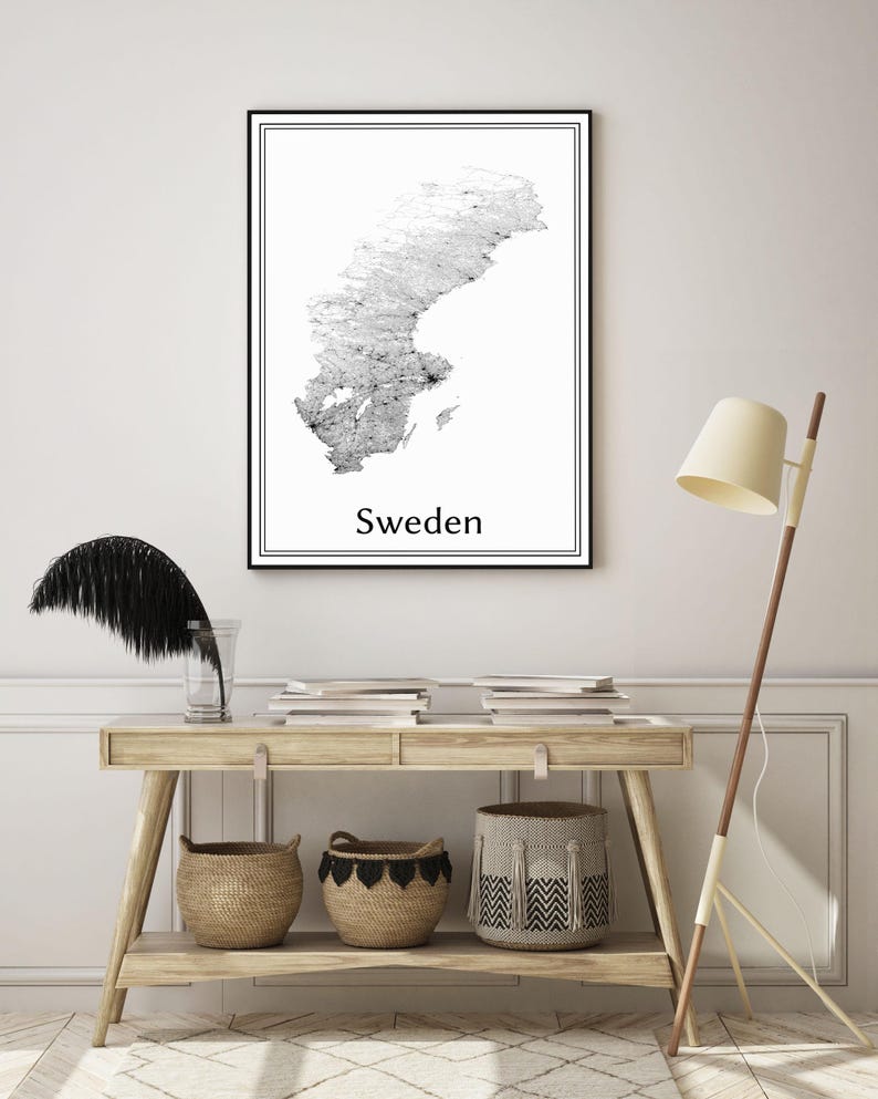 Sweden Road Map, Digital Download, Minimalist, Wall Art, Personalized ...