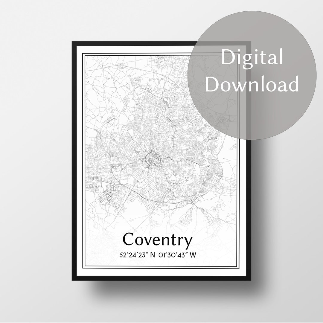 Coventry City Map, England City Map, United Kingdom, Britain, North ...