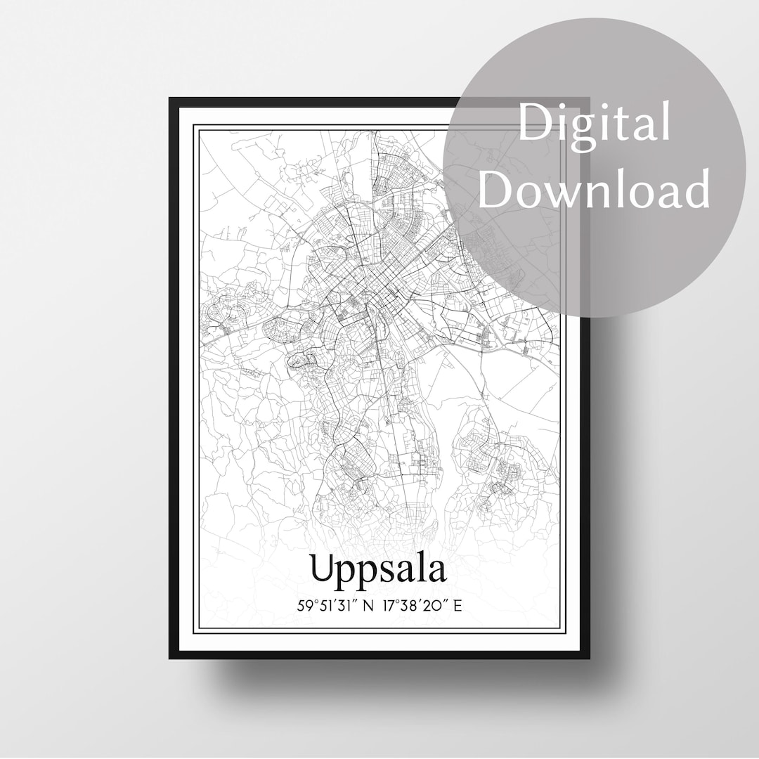 Uppsala City Map, Road Map, Sweden Sverige, Digital Download ...
