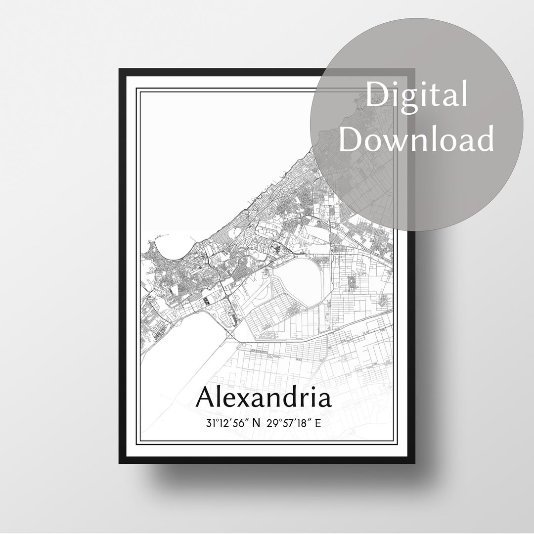 Alexandria الإسكندرية City Map, Egypt, مصر, Digital Download, Wall Art ...