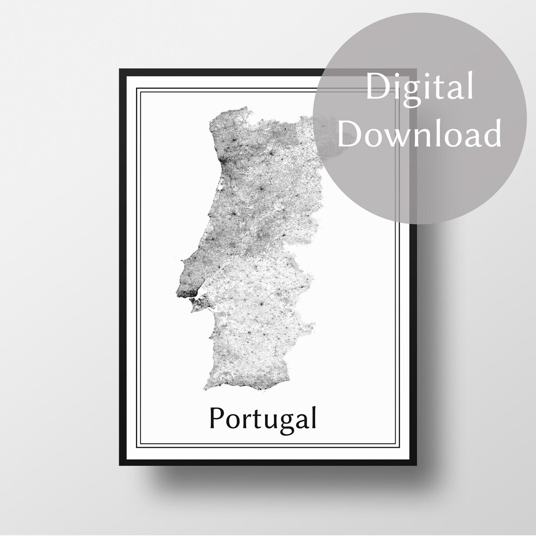 Portugal Road Map, Digital Download, Minimalist, Wall Art, Personalized ...