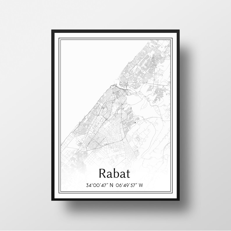 Rabat, الرباط, City Map, Morocco, المغرب, Digital Download, Wall Art ...