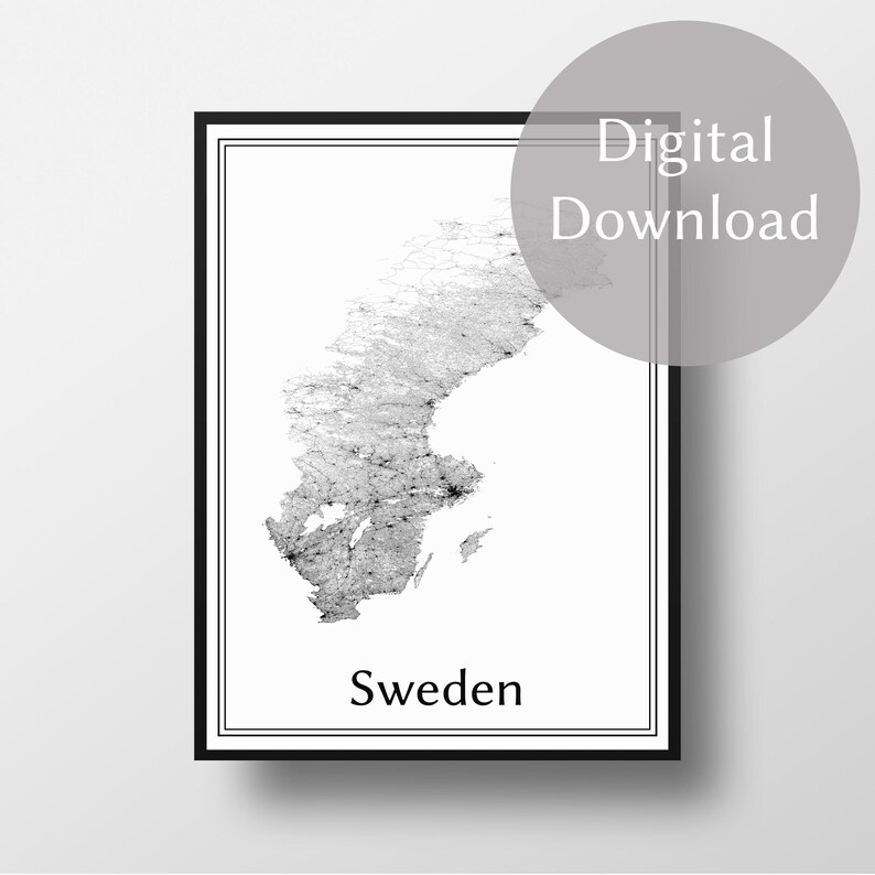 Sweden Road Map, Digital Download, Minimalist, Wall Art, Personalized ...
